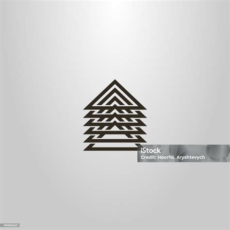 서로 겹침에 쌓인 여러 삼각형의 간단한 벡터 기하학적 선 아트 기호 가문비나무에 대한 스톡 벡터 아트 및 기타 이미지 가문비