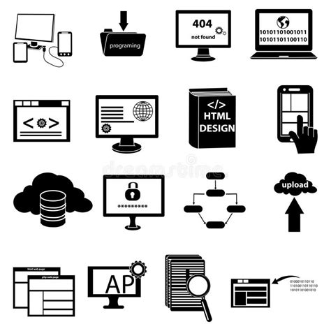 Web Development And Programming Icons Set Stock Vector Illustration