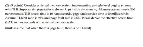 Solved Points Consider A Virtual Memory System Chegg
