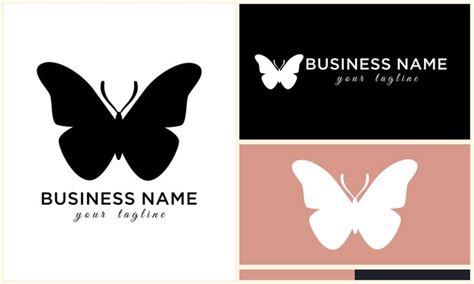 실루 터 나비 로고 템플릿 프리미엄 벡터