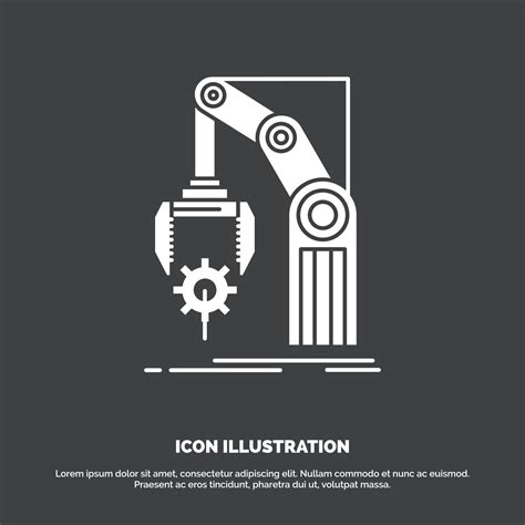 Automation Factory Hand Mechanism Package Icon Glyph Vector Symbol