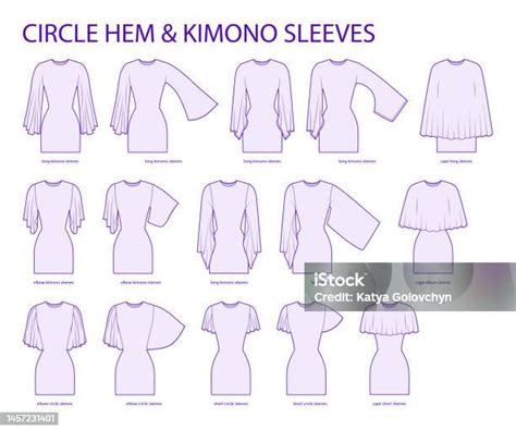 원형 옷 자 락과 기모노 소매 반바지 팔꿈치 34 및 긴 길이의 옷 기술 패션 일러스트 세트와 몸에 맞 춥니 다 플랫 의류 템플릿 앞면 여성 남성 남녀 공용 Cad 모형 0