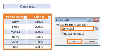Creating A Database In Excel Tpoint Tech