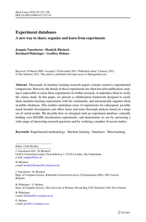 Pdf Experiment Databases