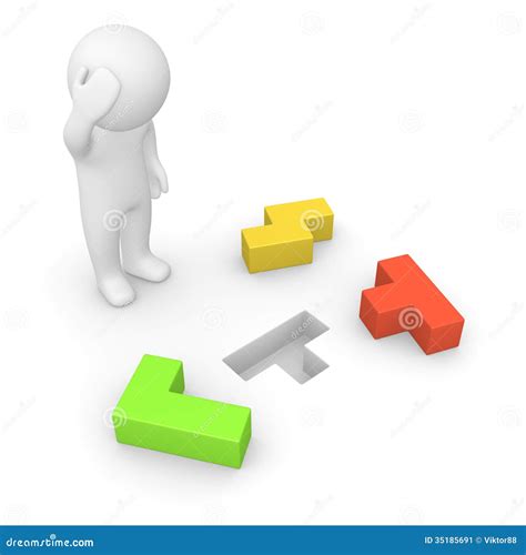 3d Man Trying To Solve Problem Stock Image Image 35185691