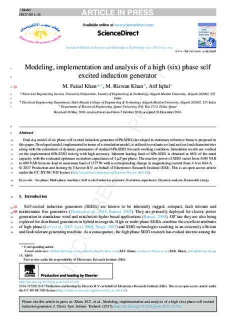 Pdf Modeling Implementation And Analysis Of A High Six Phase Self