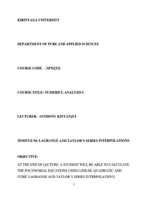 Numerical Analysis Module 04 Pdf Interpolation Numerical Analysis