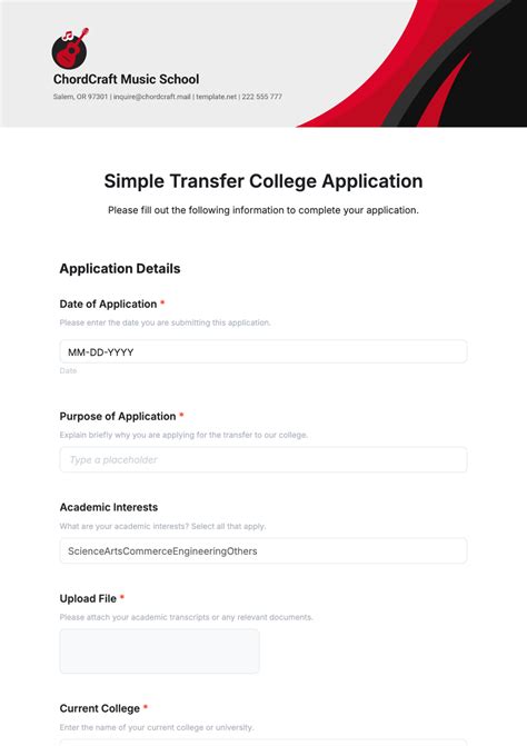Free College Application Templates To Edit Online