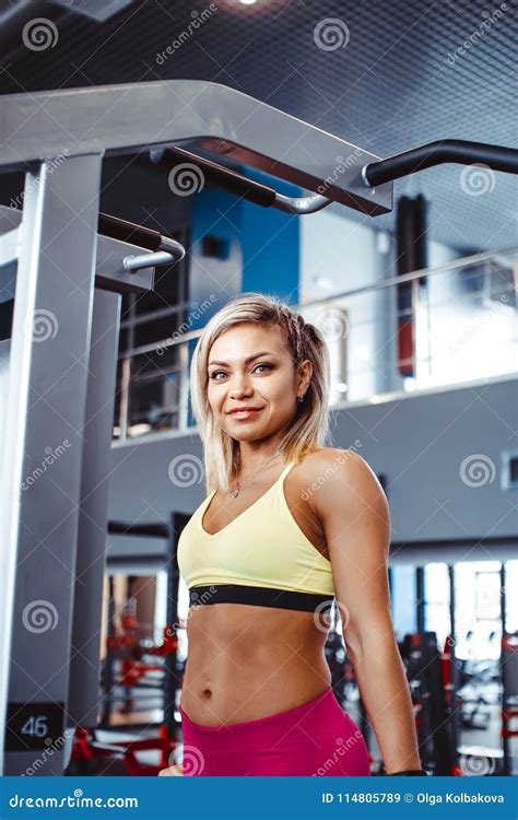 The Girl Does Exercises On Simulators Stock Image Image Of Oneperson Bicep 114805789