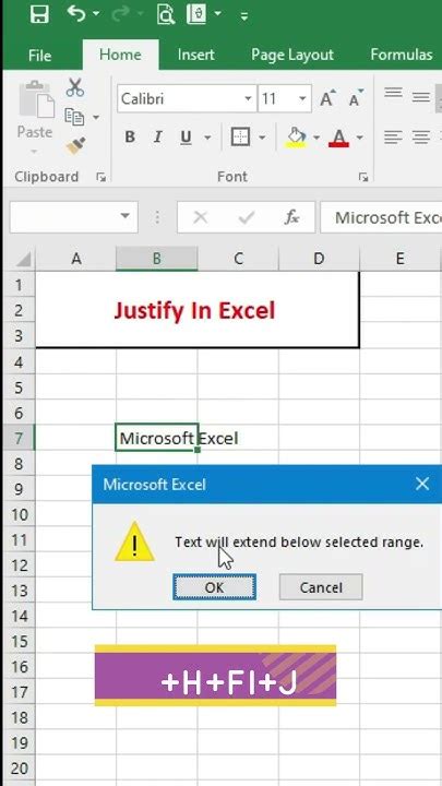 Justify In Excel Excel Shorts Shorts Exceltips Exceltricks Youtube