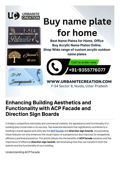 Ppt Enhancing Building Aesthetics And Functionality With Acp Facade And Direction Sign Boards