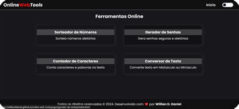 Github Willianddanielonline Web Tools Ferramentas Online Em Html5 Css3 E Javascript