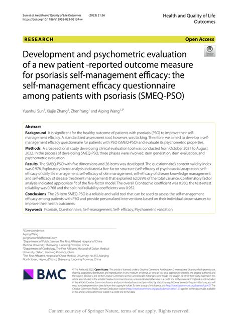 Pdf Development And Psychometric Evaluation Of A New Patient