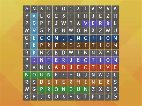 Word Classes Wordsearch