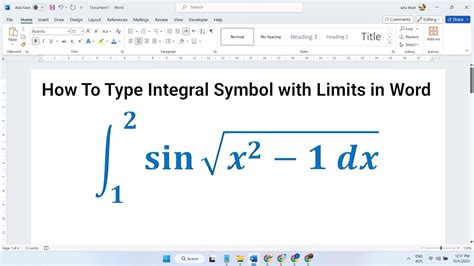 How To Type Integral Symbol With Limits In Word Youtube