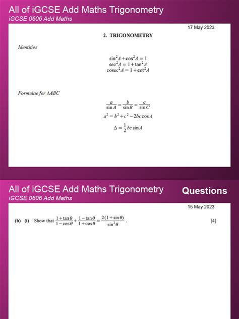 All Of Igcse Add Maths Trigonometry Pptx Pdf Mathematics Science