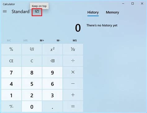 Enable Always On Top Mode In Windows 10 Calculator