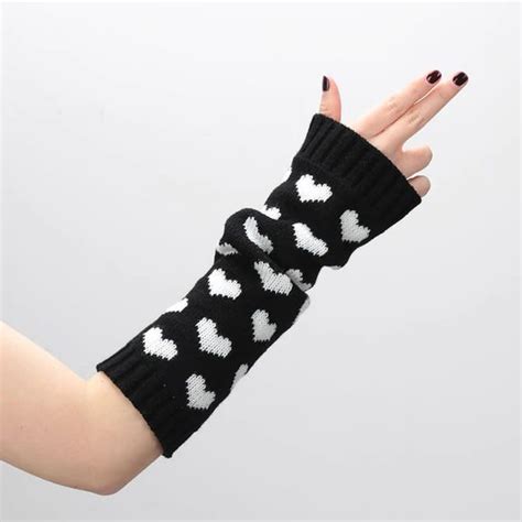 Kawaii Heart Arm Warmers Pastel Kitten Aquecedores De Pulso Luvas