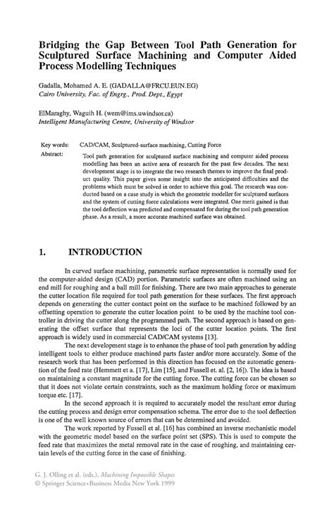 Pdf Bridging The Gap Between Tool Path Generation For Sculptured
