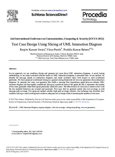 Pdf Test Case Design Using Slicing Of Uml Interaction Diagram
