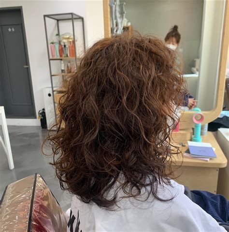 중단발 굵은 히피펌 합정 홍대 미용실 미즈카헤어 Mi X Ka Hair
