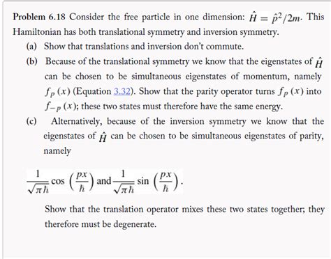 Solved Problem Consider The Free Particle In One Chegg