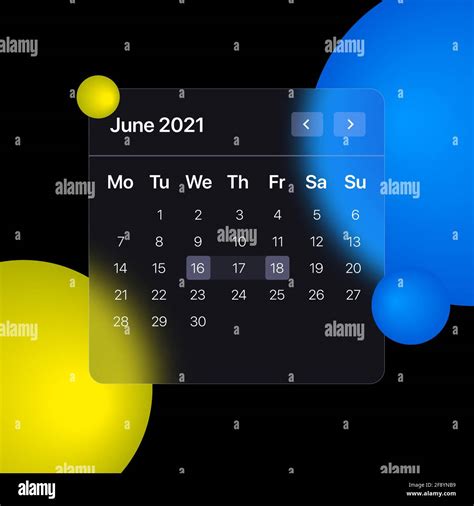 Glassmorhism Calendar Template Ui Ux Gui Layout For Mobile And Web Application Glassmorphism