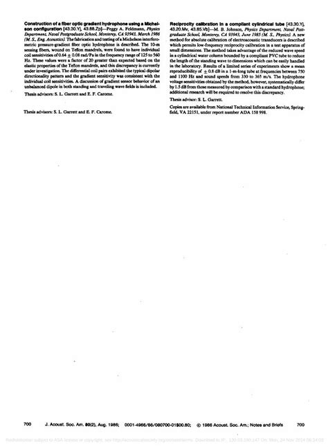 Pdf Construction Of A Fiber Optic Gradient Hydrophone Using A