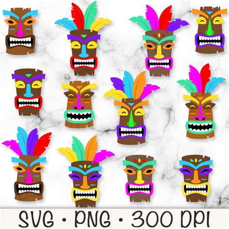 Tiki God Mask Svg Tiki Mask Clipart Tiki Statue Hawaii Luau Tribal
