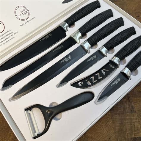 Набір кухонних ножів 7 в 1 чорний купити в Україні