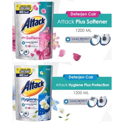 Jual Attack Plus Softener Hygiene Liquid Detergent Matic Cair Pouch