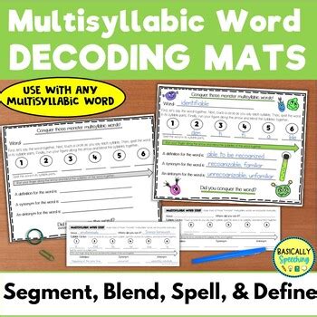 Decoding Multisyllabic Words Activity Decoding Mats By Basically Speeching