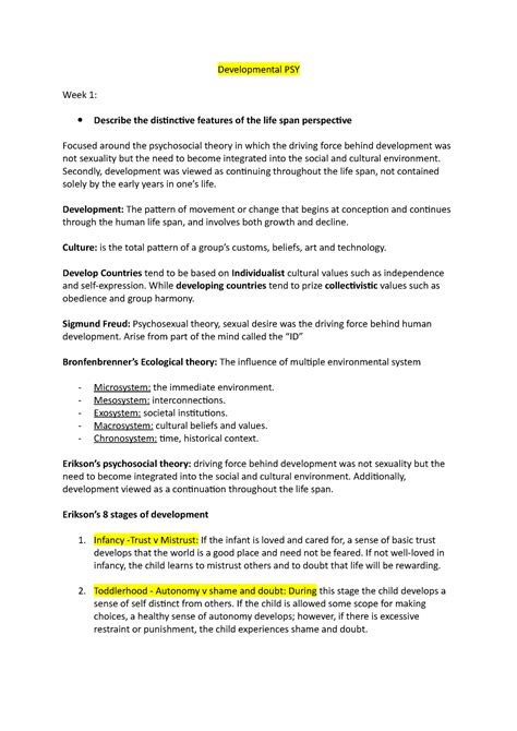 developmental psy 2022 developmental psy week 1 describe the distinctive features of the