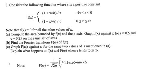 Solved Consider the following function where τ is a Chegg