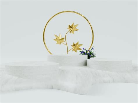 화장품 배경 제품 스탠드 프레젠테이션 3d 렌더링을 위한 최소 연단 제품 스탠드 프리미엄 사진