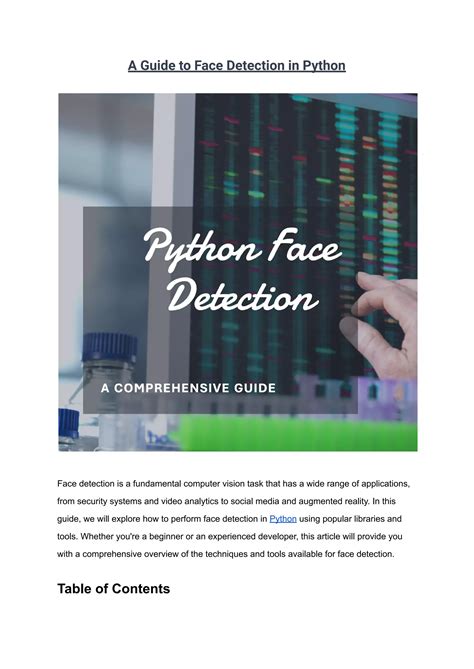 A Guide To Face Detection In Python Pdf