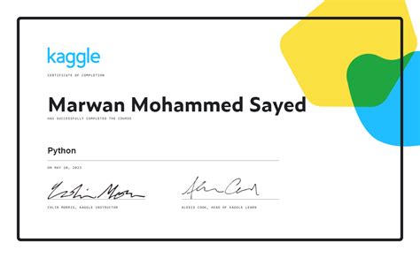 Marwan Mohammed Sayed Completed The Python Course On Kaggle