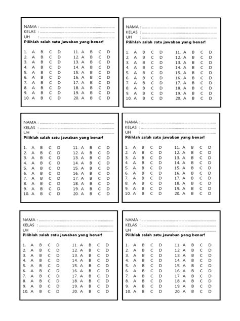 Format Lembar Jawaban Abcd Pdf