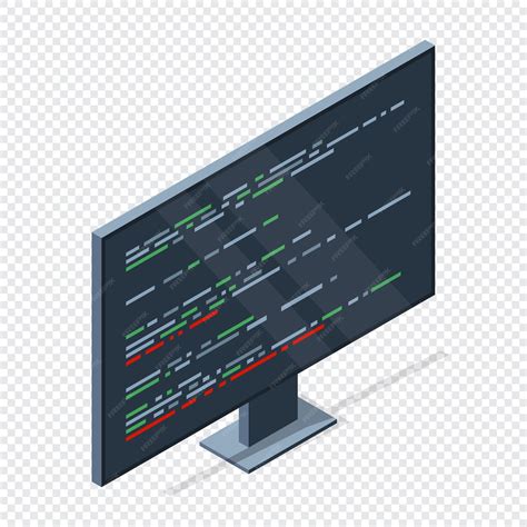 Premium Vector Isometric Monitor With Program Code On Screen Programming Concept Web