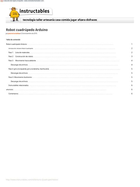 Arduino Quadruped Robot Enes Pdf Robot Robótica