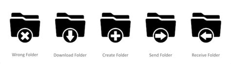 Premium Vector A Set Of 5 Document Icons As Wrong Folder Download Folder Create Folder