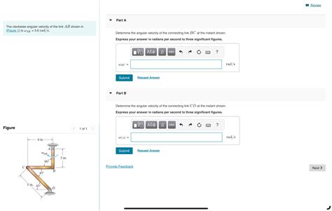 Solved ReviewPart AThe Clockwise Angular Velocity Of The Chegg Com