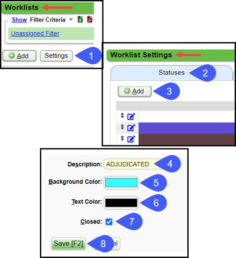 worklist settings