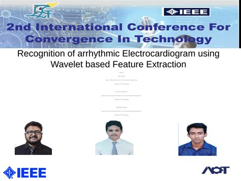 Pdf Recognition Of Arrhythmic Electrocardiogram Using Wavelet Based Feature Extraction