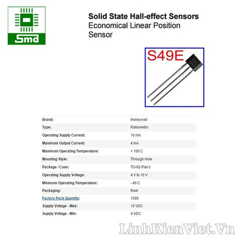 Hall sensor 49E – Linh kiện điện tử SMD