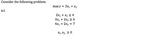 Solved Consider The Following Problem S T Max Z 3x1 X2 2x1 Chegg