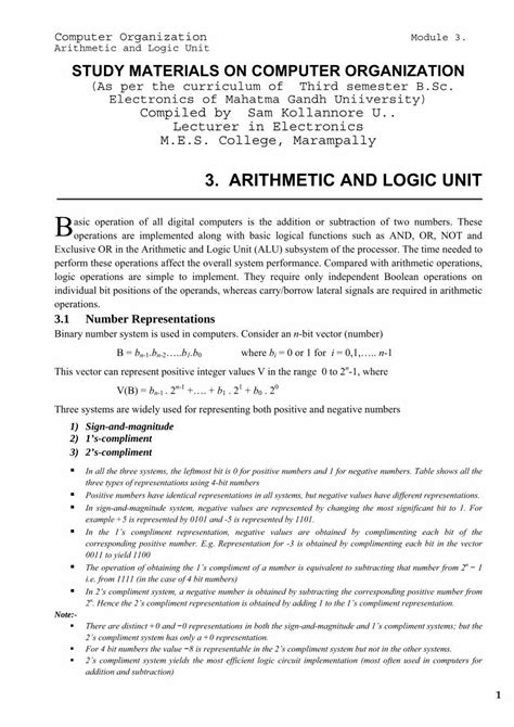 pdf 3 arithmetic and logic unit electronics arithmetic and logic unit