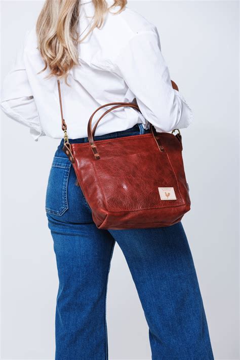 Ruby Red Leather Small Tote Red Leather Purse