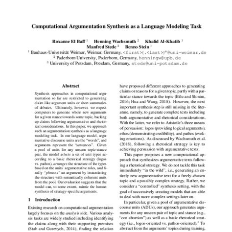 Computational Argumentation Synthesis As A Language Modeling Task Acl