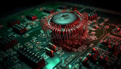 Small Computer Chip On Circuit Board Shows Complexity Of Technology Generated By Ai Stock